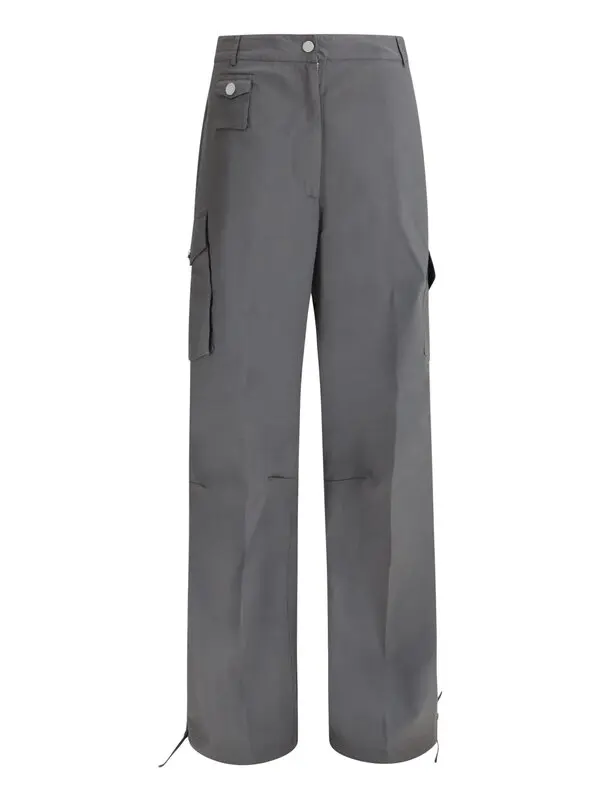 GANNI Stretch Cotton Cargo Pants - Grey