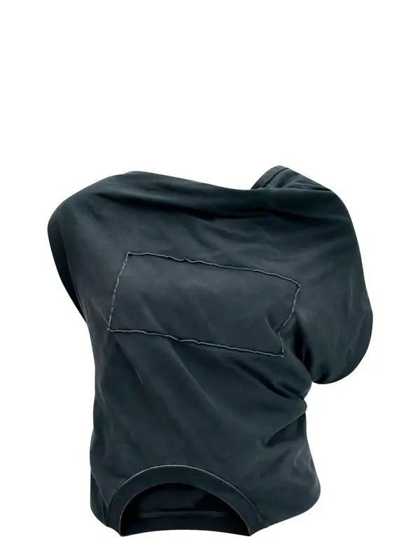 MAISON MARGIELA Aymmetric Draped Jerey Top - Grey