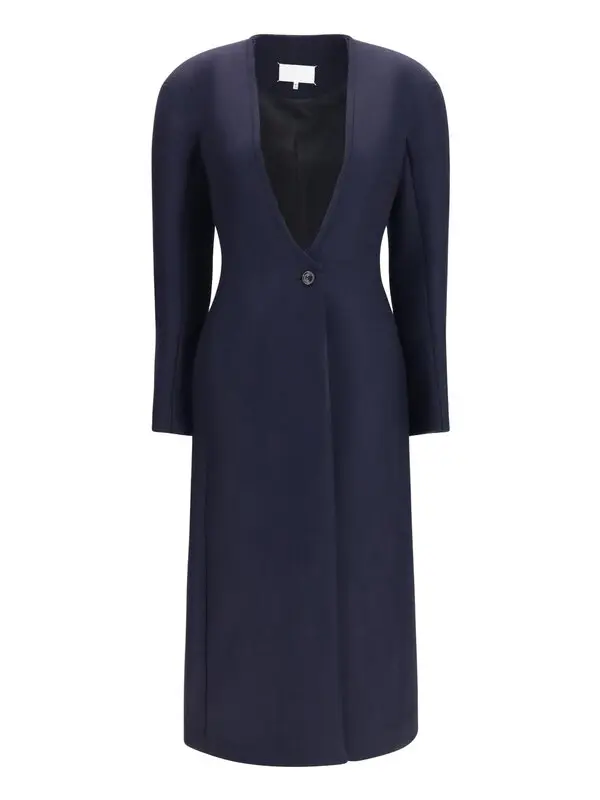 MAISON MARGIELA Long Virgin Wool Coat - Blue