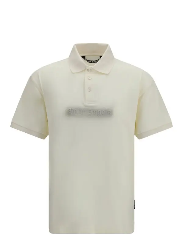Palm Angels Cotton Polo With Ebroidered Logo Ale - Cream