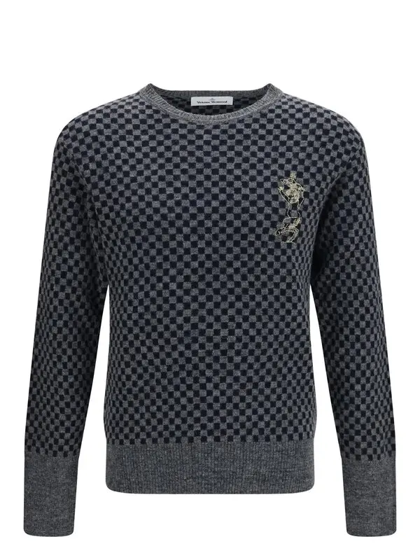 VIVIENNE WESTWOOD Checkate Alpaca And Cotton-blend Sweater Ale - Grey