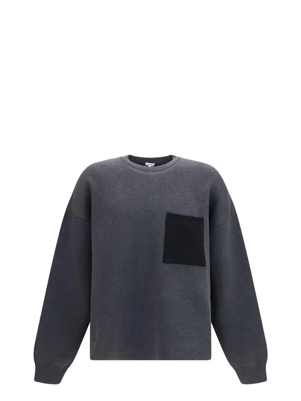 Loewe Anagram Cotton-blend Weathirt With Pocket - Grey