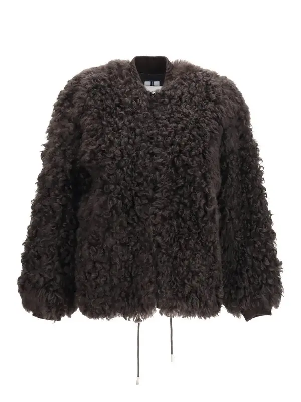 SWORD 6644 Teddy-effect Faux Fur Jacket - Grey