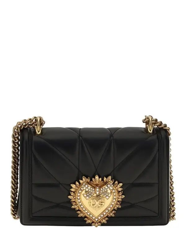 Dolce & Gabbana Medium Devotion Matelassé Nappa Shoulder Bag - Black
