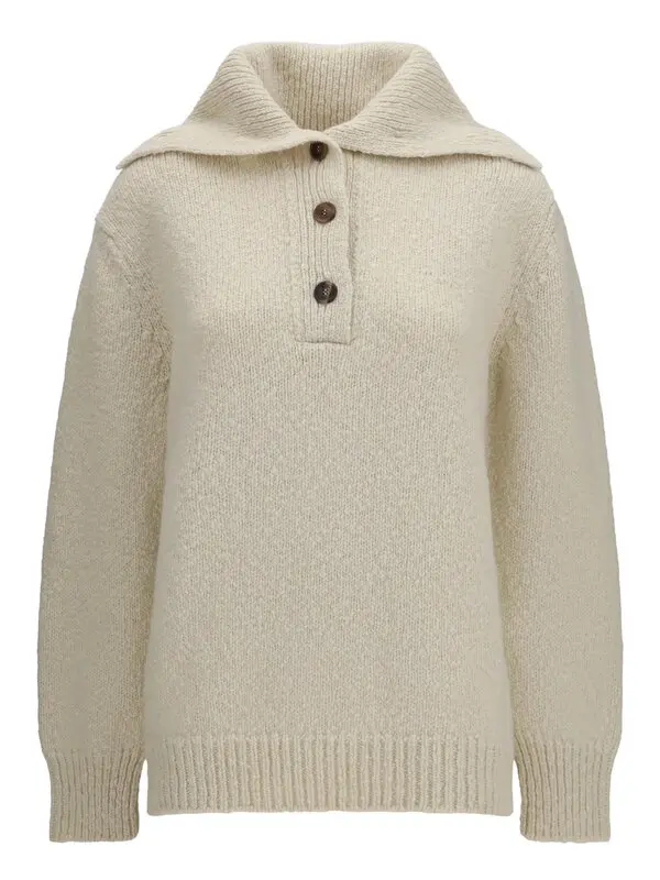 Malo High-neck Sailor Sweater With Buttons - Cream
