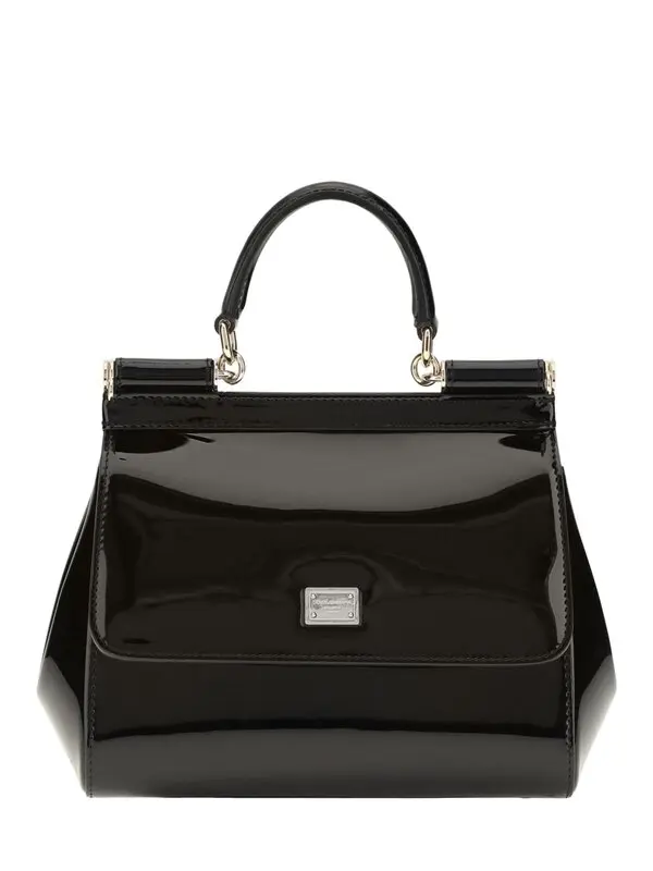 Dolce & Gabbana Small Sicily Patent Leather Handbag - Black