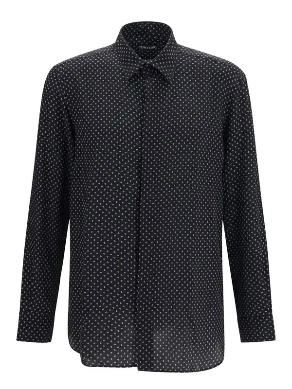 TOM FORD Silk Crêpe De Chine Polka-dot Shirt - Black