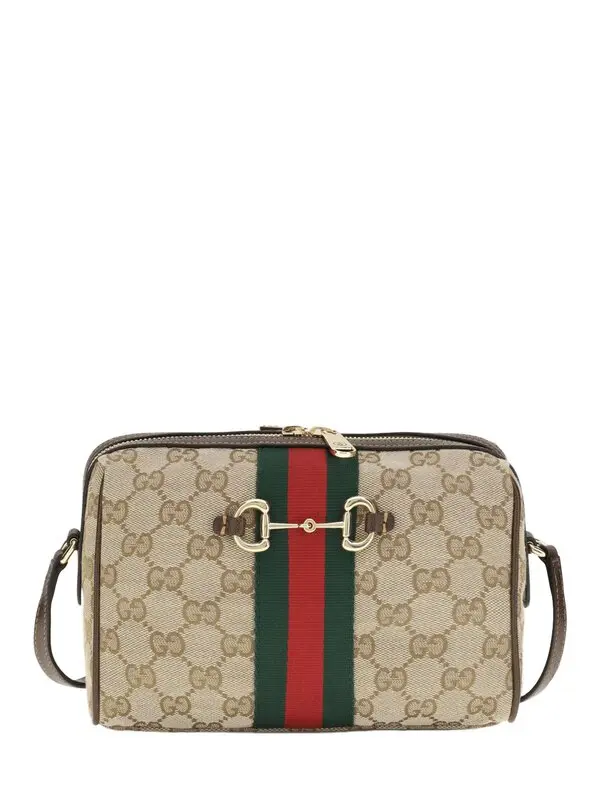 Gucci Small Horsebit Web Camera Bag Shoulder Bag - Beige