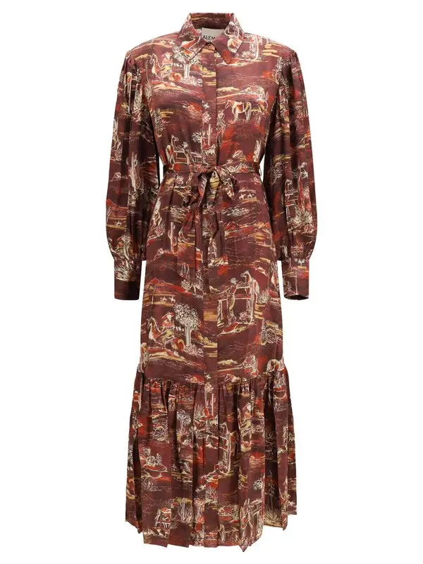ALEMAIS Ezra Silk Midi Shirt Dress - Brown