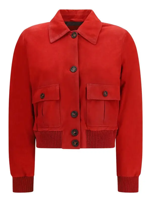 VALSTAR Suede Leather Jacket - Red