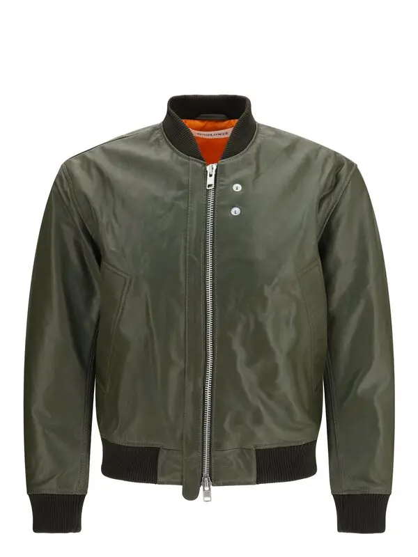 SUNFLOWER Leather Aviator Jacket - Green