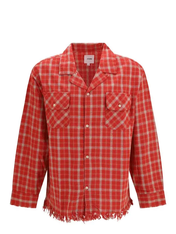 FOUND Raw-cut Fringe Paid Shirt Mae - Red