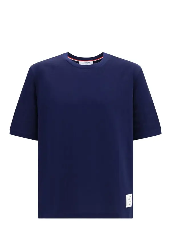Thom Browne Jersey T-shirt With Ribbed Cuffs - Blue