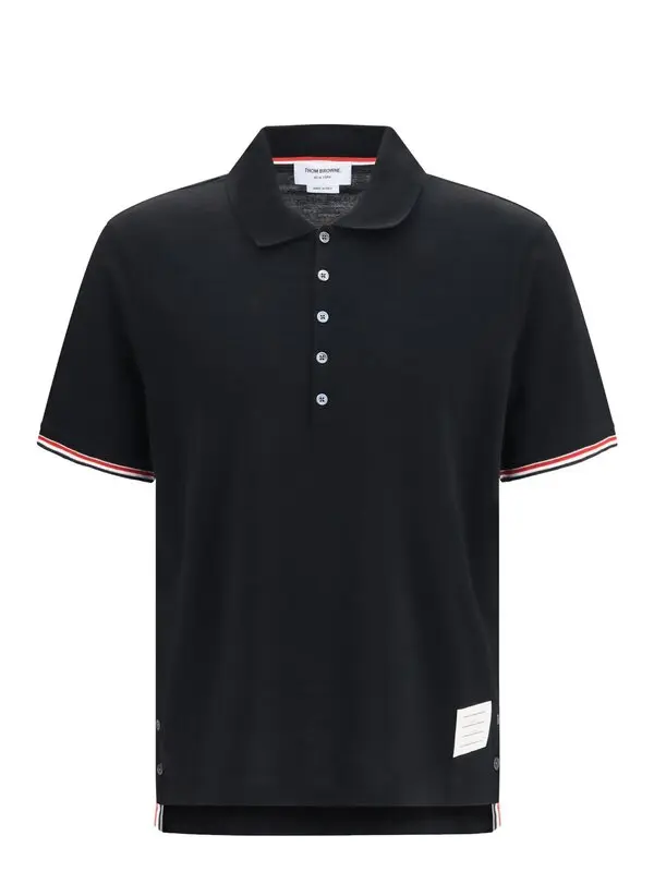 Thom Browne Rwb Striped Short-sleeve Polo - Black
