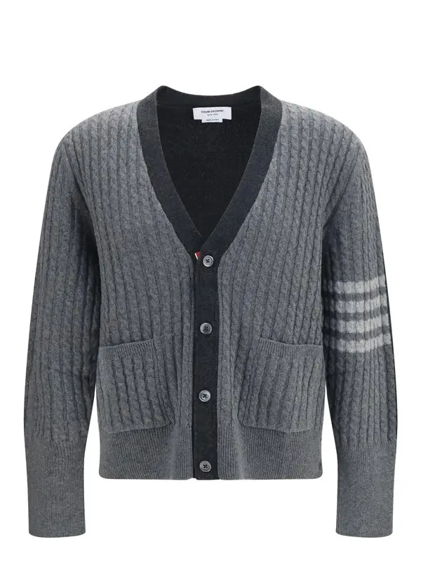 Thom Browne Virgin Wool V-neck Cardigan - Grey