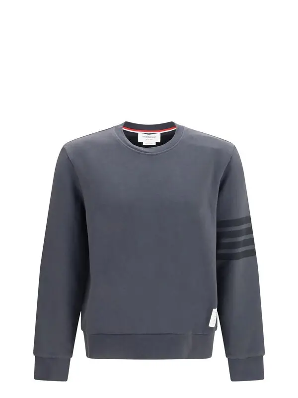 Thom Browne 4-bar Cotton Crewneck Sweatshirt - Grey