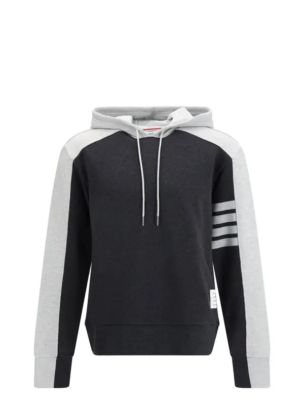 Thom Browne Loopback Colorblock Hooded Sweatshirt - Grey