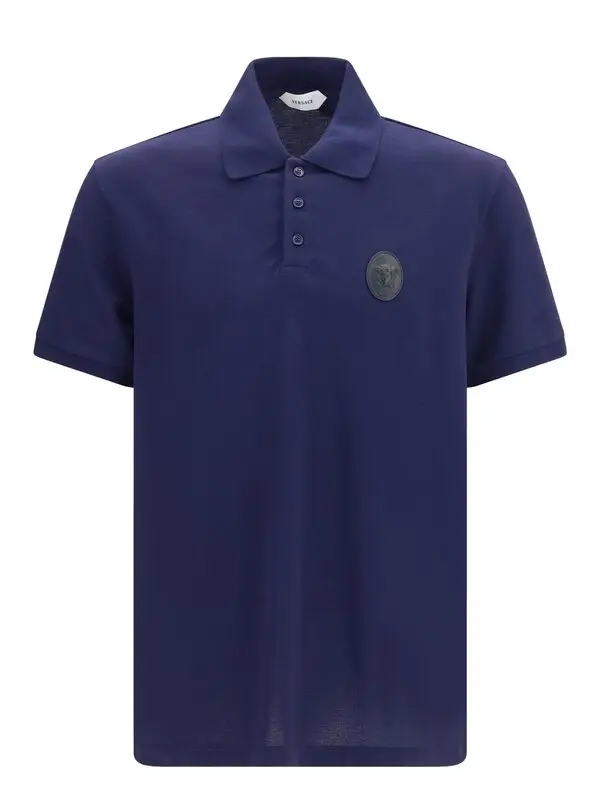 Versace Cotton Piqué Poo With Medusa Patch Mae - Blue