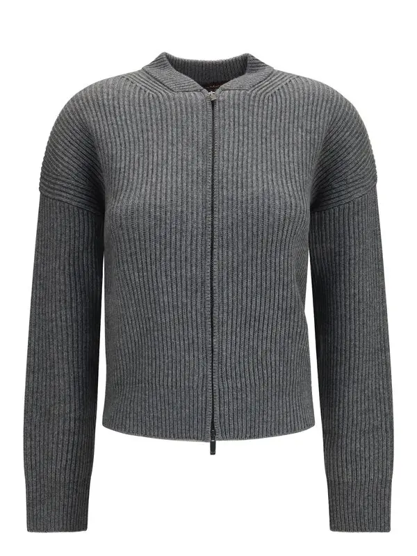 Max Mara Carnet Ribbed Cardigan Femae - Grey