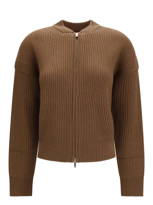 Max Mara Carnet Ribbed Cardigan Femae - Brown