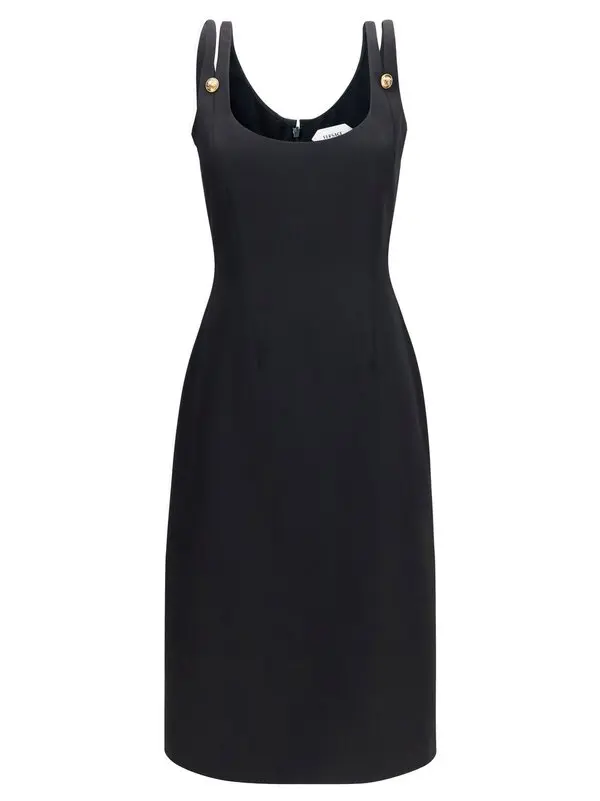 Versace Midi Grain De Poudre Wool Dress - Black