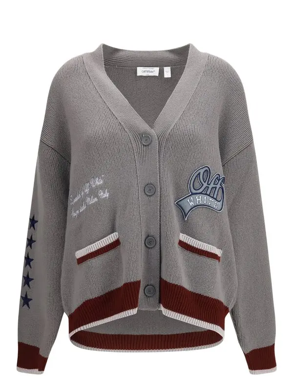 Off-White College Varity Knit Cardigan - Grey