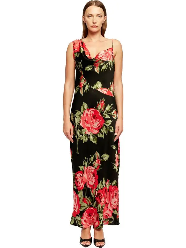 SWF Asymmetric Cowl Maxi - Noir Bloom