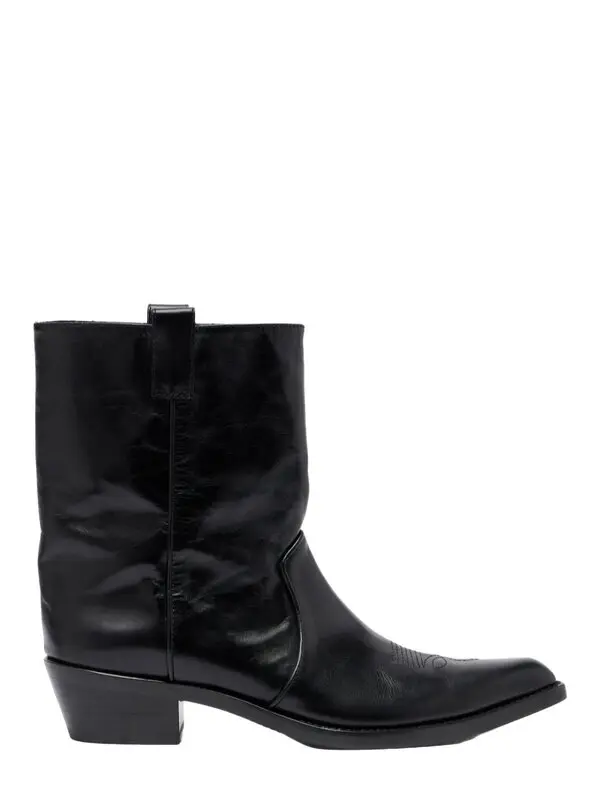 Khaite Clive Leather Ankle Boots - Black