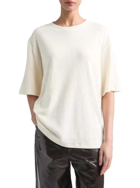 RÓHE Oversize Cotton & Wool Blend T-shirt - Cream