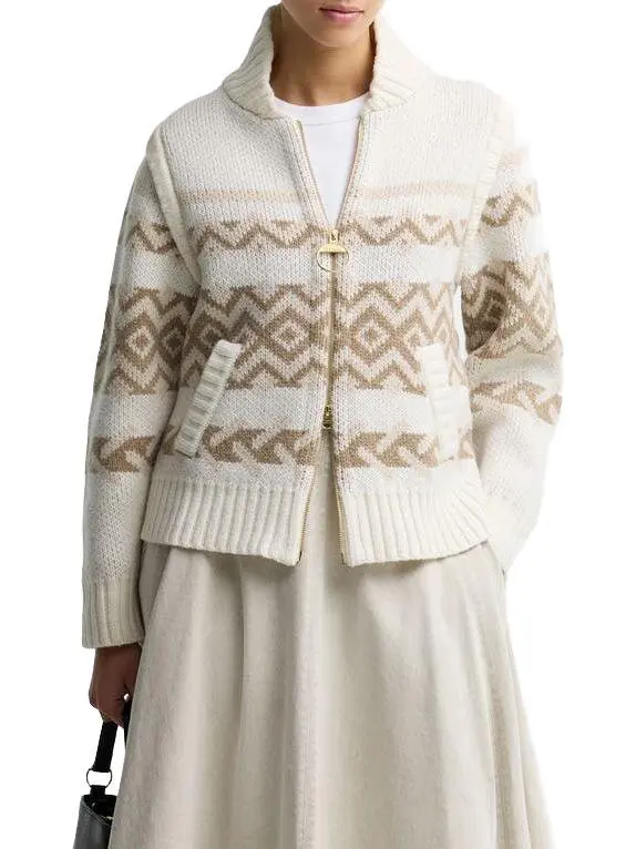 Barbour Maplewood Zip Cardigan - Cream Multi