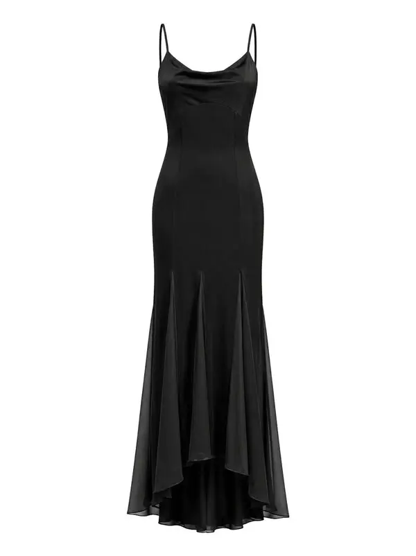 Azeeza Kaida Charmeuse Chiffon Midi - Black
