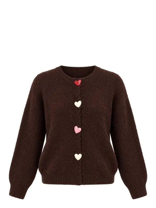 GIRL IN MIND Lovey Button Up Cardigan - Brown