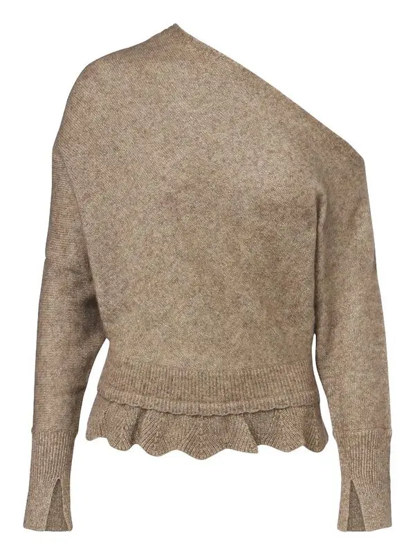 XU ZHI Ruffled Asymmetric Sweater - Beige