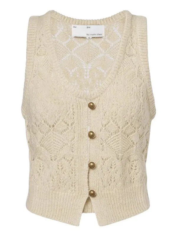 XU ZHI Open-knit Sweater Vest - Beige