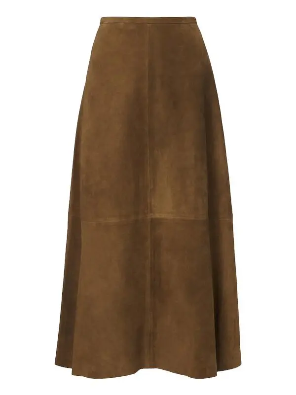 JOSEPH Helius Suede Midi Skirt - Brown