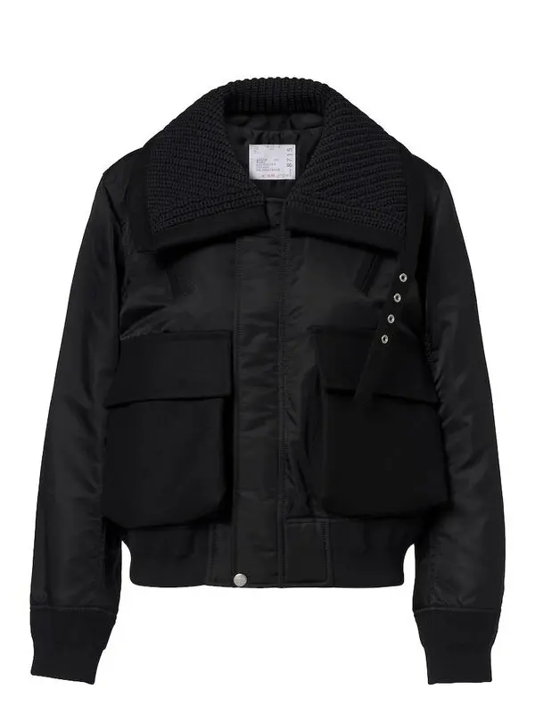 Sacai Wool-trimmed Blouson Jacket - Black
