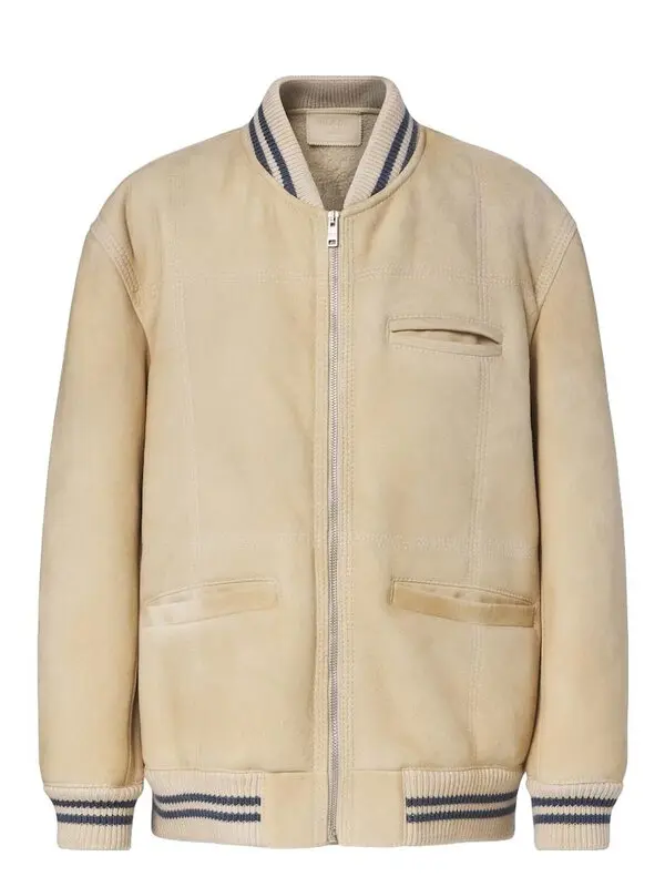 Prada Wool-trimmed Shearling Bomber Jacket - Beige