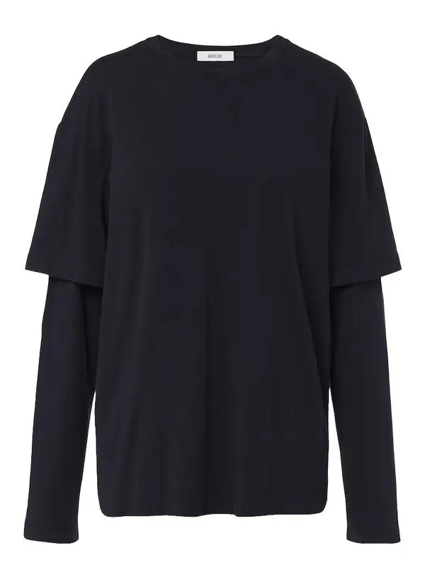 AGOLDE Lois Layered Cotton Jersey T-shirt - Blue