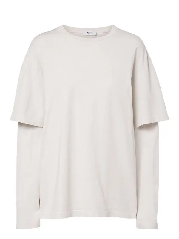 AGOLDE Lois Layered Cotton Jersey T-shirt - White