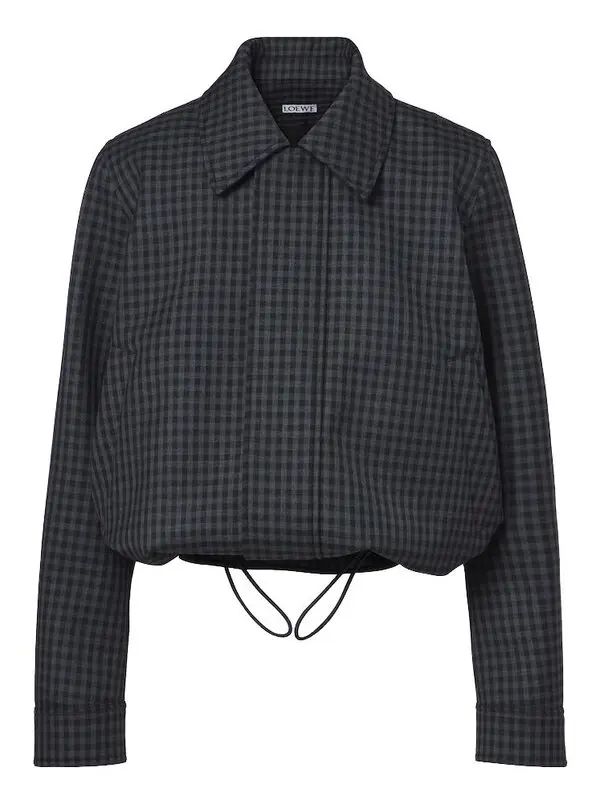 Loewe Gingham Wool-blend Blouson Jacket - Blue