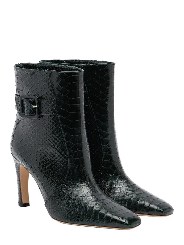 MALONE SOULIERS Rowan Snake-effect Leather Ankle Boots - Black