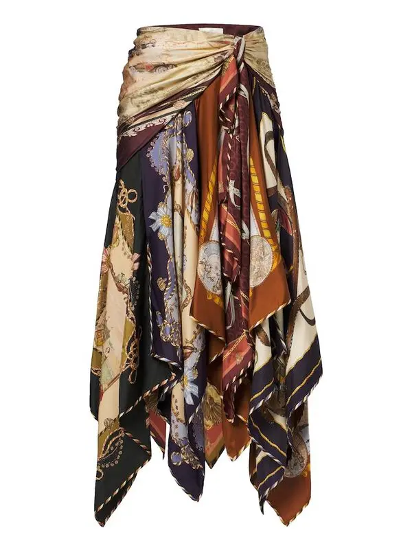 Zimmermann Valiant Draped Printed Silk Maxi Skirt - Multicoloured