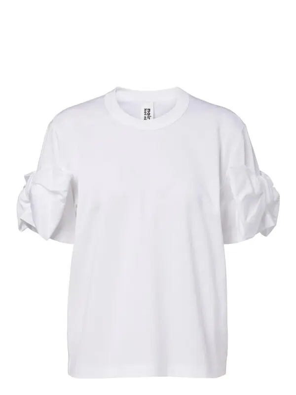 Noir Kei Ninomiya Bow-detail Cotton Jersey T-shirt - White