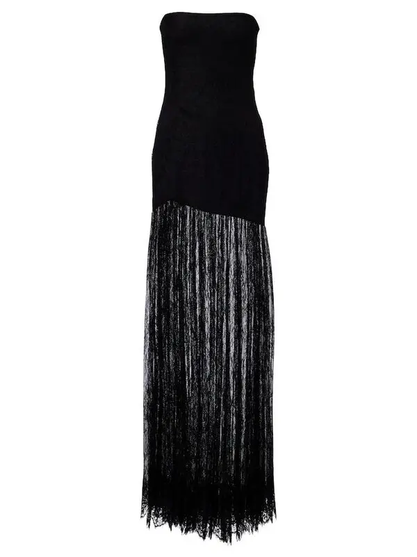 Retrofete Jeanette Lace Strapless Gown - Black