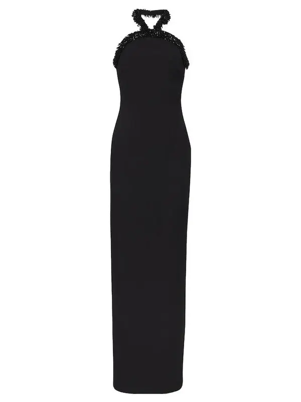 Roland Mouret Embellished Crêpe Halterneck Gown - Black