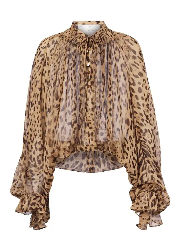 XU ZHI Leopard-print Silk Blouse - Brown