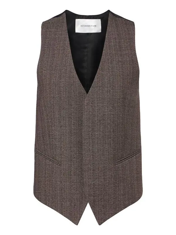 Victoria Beckham Pinstripe Vest - Brown