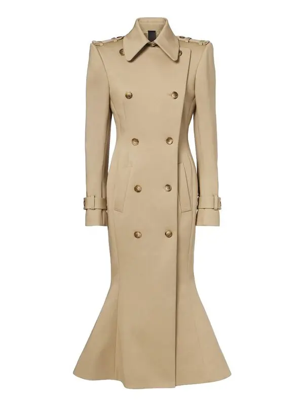 MUGLER Peplum Cotton-blend Trench Coat - Beige
