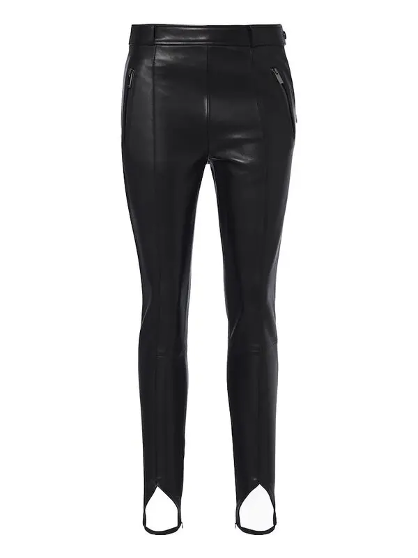 Balmain Leather Stirrup Leggings - Black
