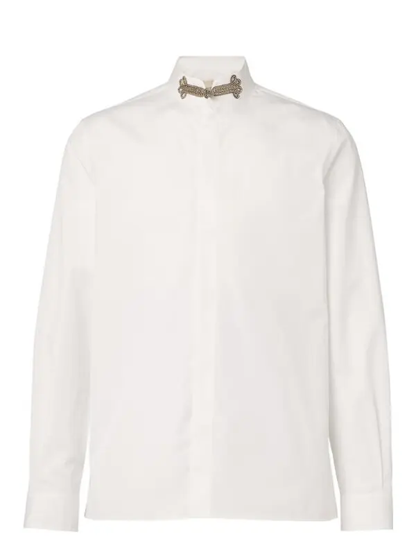 Valentino Garavani Embellished Cotton Poplin Shirt - White